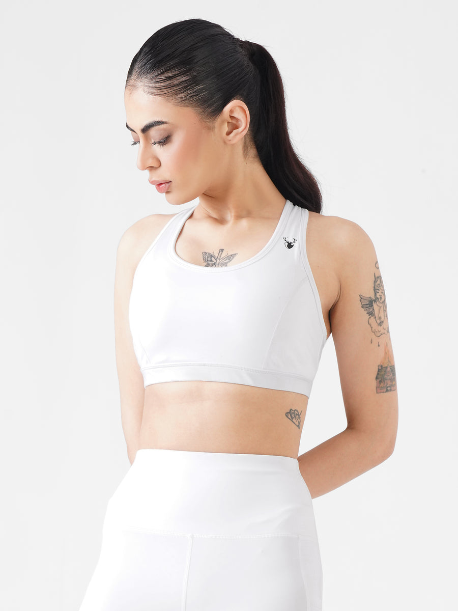 Athletic Non Padded Sports Bra in White – Leerafit